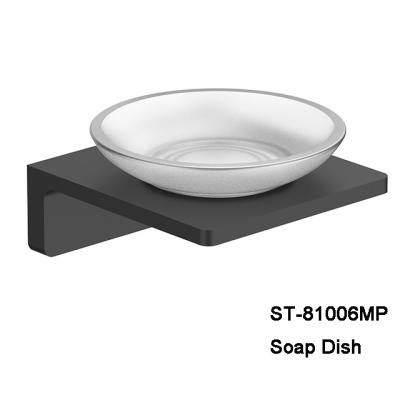 China Good Quality Wholesale Rust Resistant Hotel Stainless Steel Soap Dish holder and black finish matt glass for sale