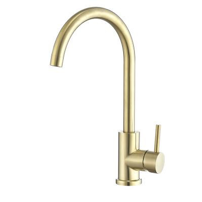 China Promotion Durable Deck Mounted Single Handle Brass Color Kitchen Water Faucet Steel 304/316 Material for sale