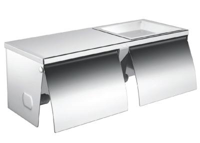 China Bathroom Accessories Stainless Steel Manual Decorative Paper Towel Dispenser Double paper holder with phone shelv for sale