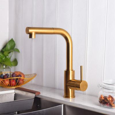 China 316 Marine grade stainless steel faucet 304 brass color kitchen pull out tap for sale