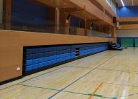 China Custom Tiered Retractable Bleacher Spectator Stand With HDPE Bench Seat for sale