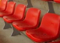 China Outdoor Floor Mounted Plastic Stadium Chair Blow Molded Grandstand Seating for sale