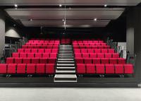 China Indoor Cultural Center Retractable Bleachers With Soft Folding Chair Seating for sale