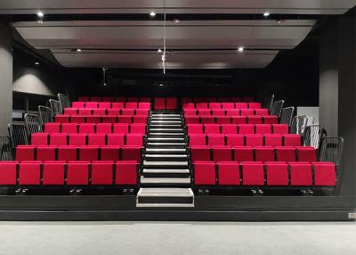 China Indoor Cultural Center Retractable Bleachers With Soft Folding Chair Seating for sale