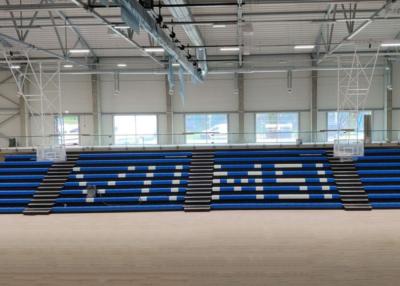 China Semi / Fully Automatic Telescopic Tribunes Blue Color For Sport Stadium Place for sale