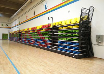 China Nose Mounted Retractable Bleacher Seating Optional Aisle Lights With Safe Side Rail for sale