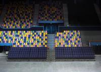 China Premium Retractable Bleacher Seating Lether / Fabric Upholstery For Art Centers for sale