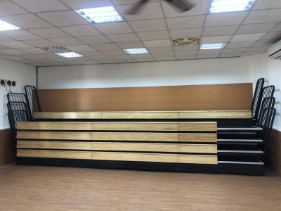 China Vertical Five Rows Wall Attached Timber Telescopic Tribunes for sale