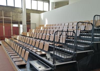 China Mobile Wood Telescopic Gym Bleachers Motorized Retractable Stadium Seating for sale
