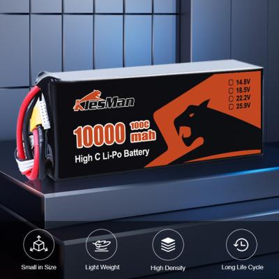 China 6S 23.4V 10000mAh 30C 70C Lipo FPV Drone Battery with XT60 Connector 40 Minutes Empty Flight Time for sale