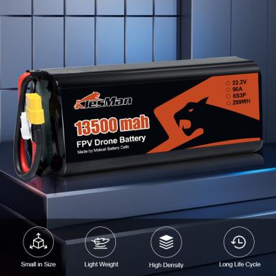 China FPV Drone Batteries Molicell P45B  6S3P 22.2V 13500mAh  7inch 10inch FPV RC Drone Batteries for sale