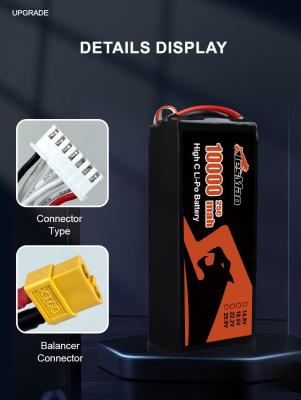 China Lipo FPV Drone Battery XT90 10000 MAh 22.2V Lithium Polymer Pack  for 10 inch Drone for sale