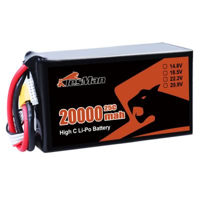 China Solid state Lipo Drone Battery 22.2V 6S 20000mAh  High Capacity FPV  Racing drone Agricultural UAV Power Pack Long Flight Wholesale Custom for sale