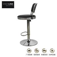 China Swivel Electroplated Leather Bar Stool Accessories Modern Chair With Circular Base For Beauty Salons for sale