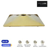China Gold Plated Titanium Square 500×500mm Barber Chair Base With Oil Pump Height Adjustment for sale