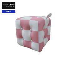 China Colorful Lattice Fabric Sponge Minor Chair Household Commercial PU Small Stool for sale