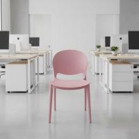 China Pink Durable Modern Plastic Chair Ergonomic Comfortable Lightweight Stackable for Office Conference Waiting Area for sale