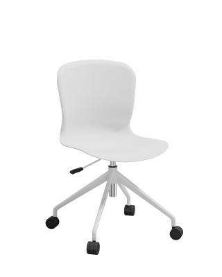 China Silent Sliding Casters Modern Plastic Chair Comfortable Ergonomic Dining Chair Ideal for Cafeteria Restaurant and Office for sale