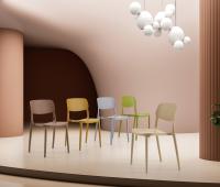 China Solid Cylindrical Foot Plastic Chair Crafted With Imported PP GF Perfect For Cafeteria Seating for sale