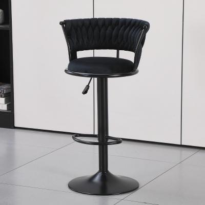 China Velvet Chair Seat Bar Stool with Wraparound Backrest and 80-100cm Height for Modern Bar Furniture for sale