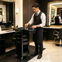 China 4-Tier Hair Salon Storage Trolley with 405*380*920mm Dimensions and 4 Wheels for Easy Mobility for sale