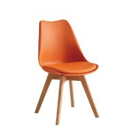 China Nordic Style Eames Bar Chair with PU Foam Upholstered Seat and Solid Wood Legs in Customizable Colors for sale