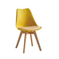 China Nordic Style Eames Bar Chair with PU Foam Upholstered Seat and Solid Wood Legs in Customizable Colors for sale