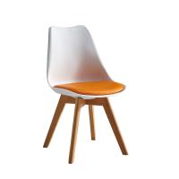 China Nordic Style Eames Bar Chair with PU Foam Upholstered Seat and Solid Wood Legs in Customizable Colors for sale