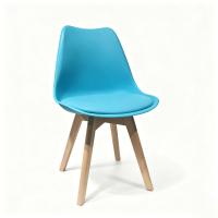 China Nordic Style Eames Bar Chair with PU Foam Upholstered Seat and Solid Wood Legs in Customizable Colors for sale