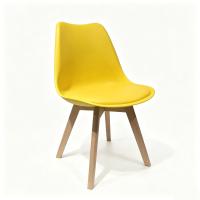 China Nordic Style Eames Bar Chair with PU Foam Upholstered Seat and Solid Wood Legs in Customizable Colors for sale