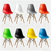 China Modern Plastic Dining Chair with Nordic Wooden Legs and X-shaped Iron Frame for 450mm Seat Height for sale