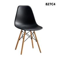 China Modern Plastic Dining Chair with Nordic Wooden Legs and X-shaped Iron Frame for 450mm Seat Height for sale