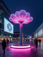 China LED Illuminated Stainless Steel Art Tree Sculpture Modern Artistic Lighting For Public Spaces for sale