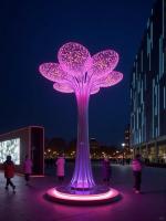 China LED Illuminated Stainless Steel Art Tree Sculpture Modern Artistic Lighting For Public Spaces for sale