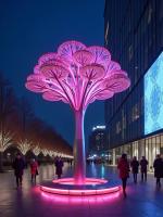 China LED Illuminated Stainless Steel Art Tree Sculpture Modern Artistic Lighting For Public Spaces for sale