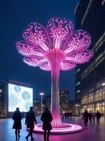 China LED Illuminated Stainless Steel Art Tree Sculpture Modern Artistic Lighting For Public Spaces for sale