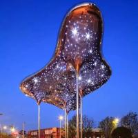 China Modern Stainless Steel Art Tree Sculpture With Canopy For Building Outdoor Decoration for sale