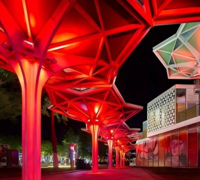 China Light Sculpture geometric canopy with integrated led lighting offering vibrant modern outdoor art for public and commercial spaces for sale