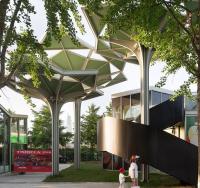 China Light Sculpture geometric canopy with integrated led lighting offering vibrant modern outdoor art for public and commercial spaces for sale