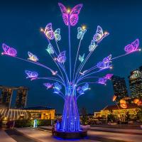 China Custom Outdoor Large Color Butterfly Mascot Sculpture LED Lights Creative Square Street Light for sale