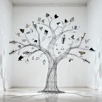 China Classical Fusion Art Installation Recycled Material Stainless Steel Mirror Tree Sculpture for sale