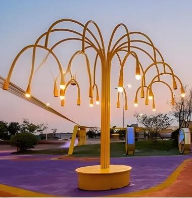 China Modern Artistic Tree Street Sculpture Outdoor LED Steel & Acrylic Customized Mascot Decorative Sculpture for sale