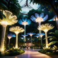 China Outdoor Decoration Hollow Flower Tree Sculpture Painted Large Sculpture for sale