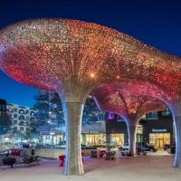 China Shopping Mall Illuminated Stainless Steel Tree With Canopy For Architectural Facade for sale