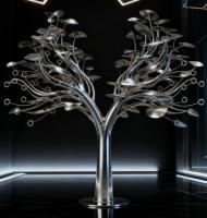 China Stainless Steel Wind Art Tree Sculpture with Moving Colorful Leaves - Modern Metal Art for Park/Hotel/Plaza Decoration for sale