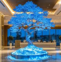 China Stainless Steel Wind Art Tree Sculpture with Moving Colorful Leaves - Modern Metal Art for Park/Hotel/Plaza Decoration for sale