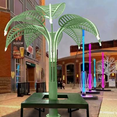 China Stainless Steel & Acrylic Waterproof Customized Shape Landscape Sculpture Palm Tree Motif Holiday Home Decor for sale