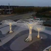 China China Factory Direct Custom RGB DMX 512 Control Outdoor Landscape Sculpture Lights IP65 Stainless Steel Hand Forged 360 Tree for sale