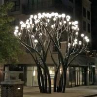 China Laser-Cut Sky Tree Sculptures with LED Glowing Canopy - Modern Hollow Outdoor Art for sale