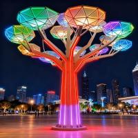 China LED Geometric Art Tree Lights, Outdoor Waterproof Lighting, Creative Commercial Street Decoration for square Night Scene for sale